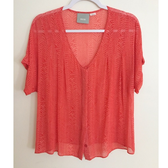 Maeve | Tops | Anthropologie Maeve Sheer Herringbone Print Top | Poshmark